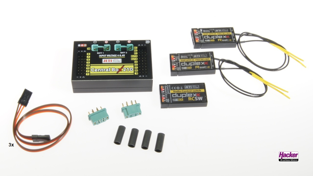 Jeti - Central Box 210 (mit 2x Rsat 2 und RC Switch) - RC-Modellbau Shop