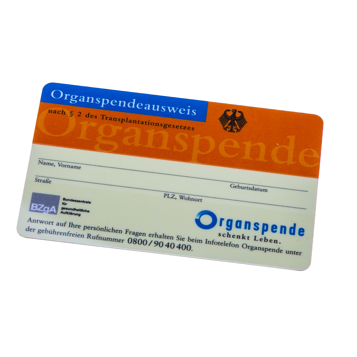 BZgA - Organspendeausweis Plastikkarte - RC-Modellbau Shop