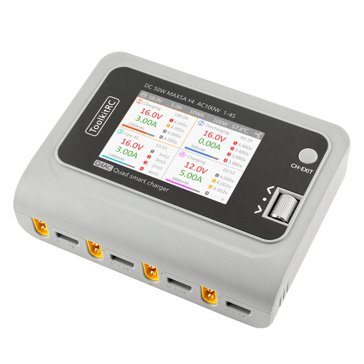 ToolkitRC - Q4AC LiPo 1-4S 5A 4 Kanal Ladegerät AC/DC - RC-Modellbau Shop